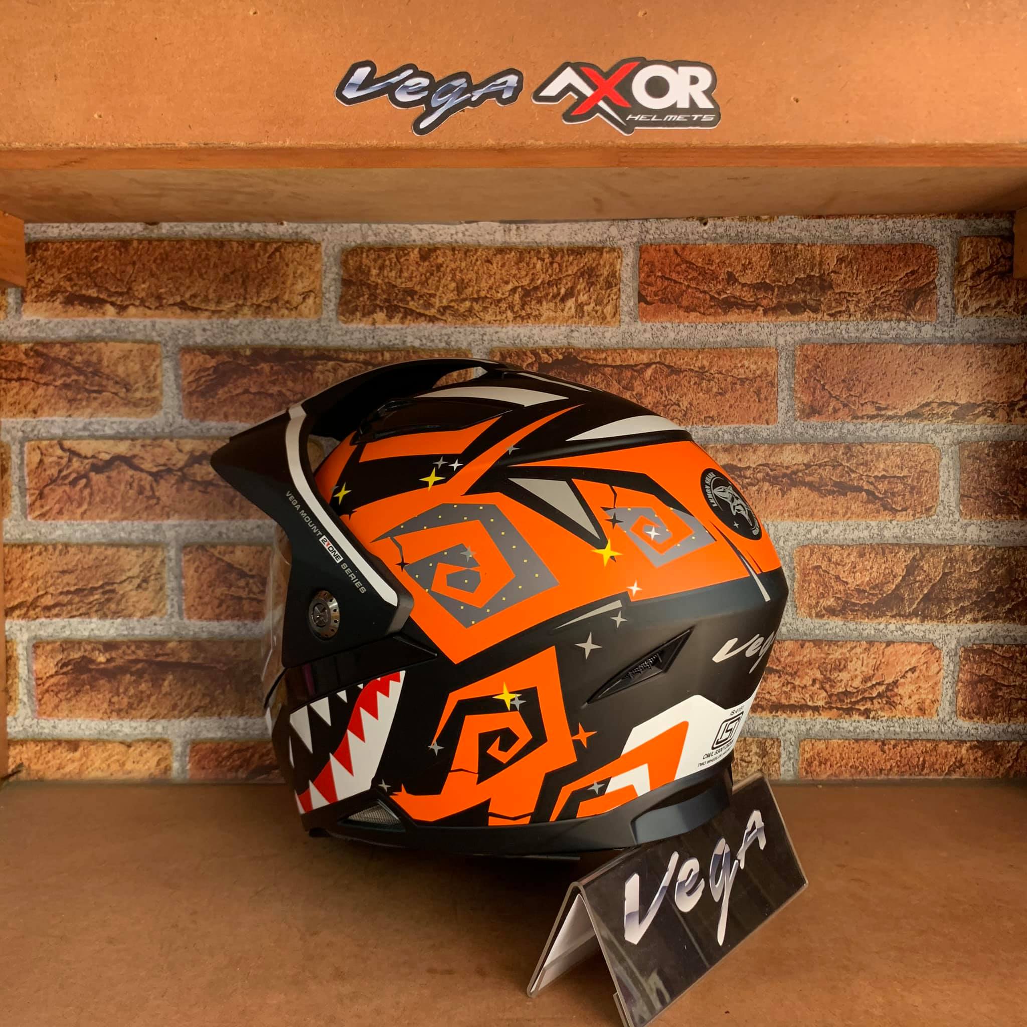 VEGA Helmets Mount D/V MX Dirt Matt Black Orange - KMX Helmets