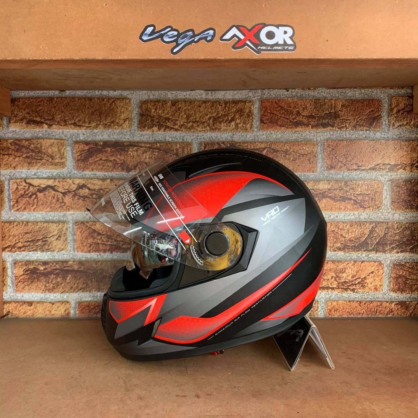 VEGA Helmets Model CARA Matt Red Gray - KMX Helmets