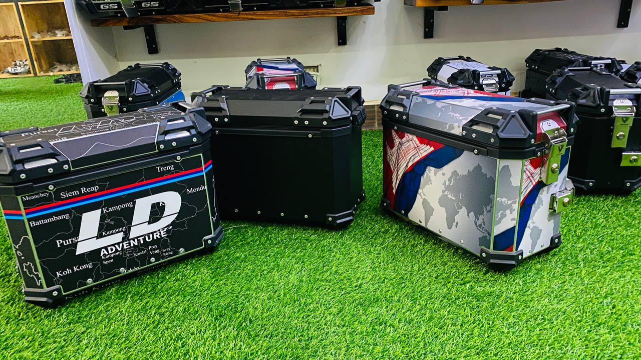 Aluminum Motorcycle Saddle Box 38L X2 ធុងចំហៀង សងខាង - KMX Helmets