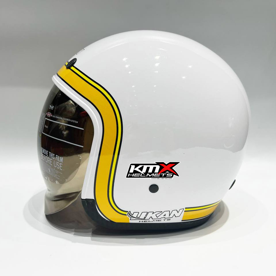 RZX JET Vintage Gloss White Yellow - KMX Helmets